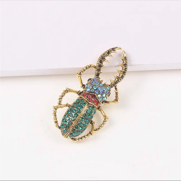 Jewelry | 22 Sparkly Stag Beetle Insect Pin Brooch Goldtone | Poshmark